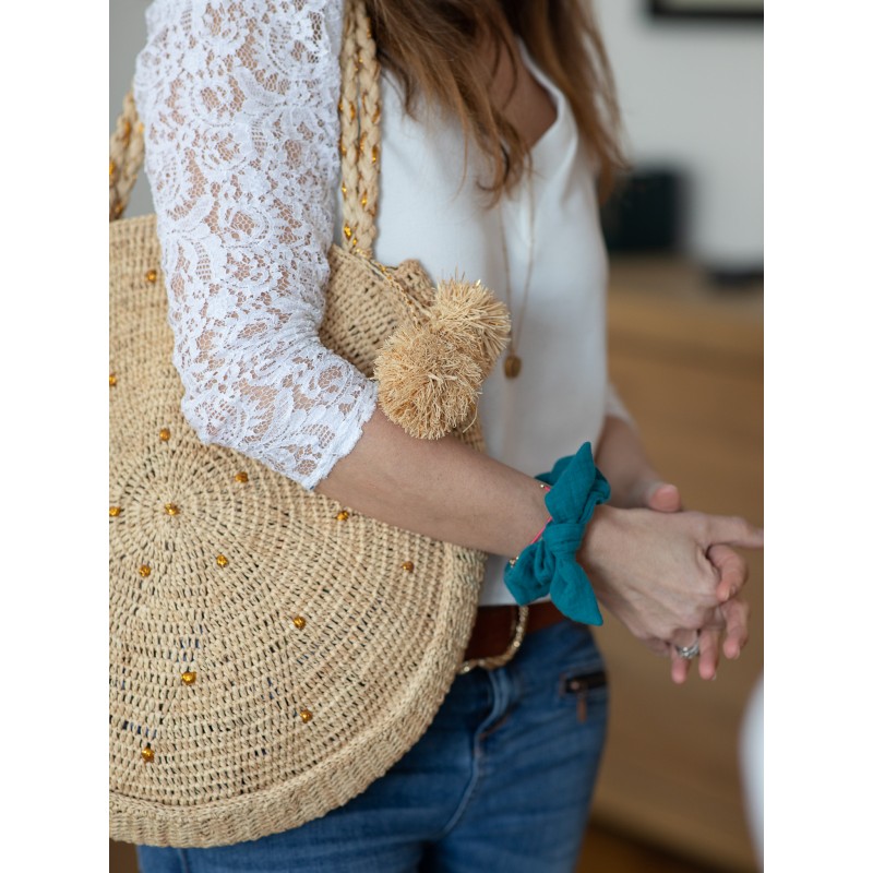 Grands cabas rond en raphia naturel sac tendance de l'été