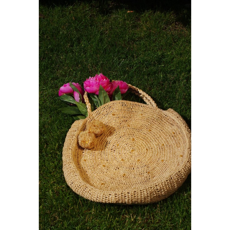 Grands cabas rond en raphia naturel sac tendance de l'été